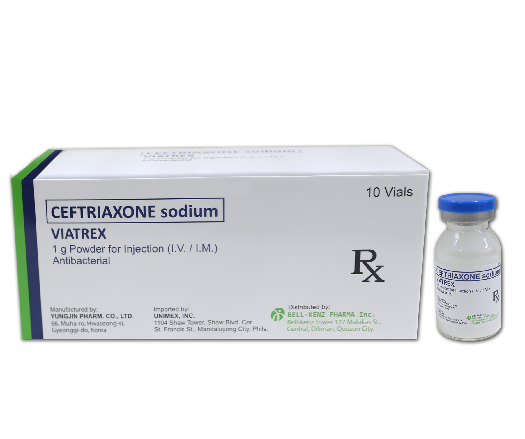 VIATREX Ceftriaxone Sodium 1g Powder for IM/IV Injection 1's price in ...